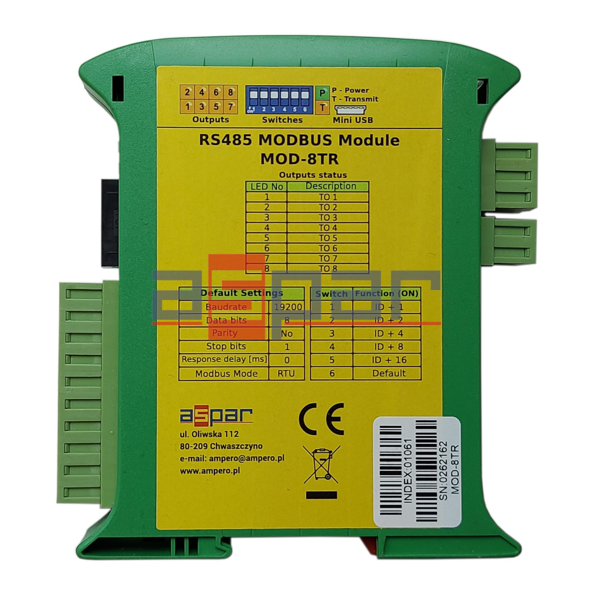 MOD-8TR, 8 triac outputs, IO Modbus module, MOD8TR, Modbus, sfar, SLIM ...