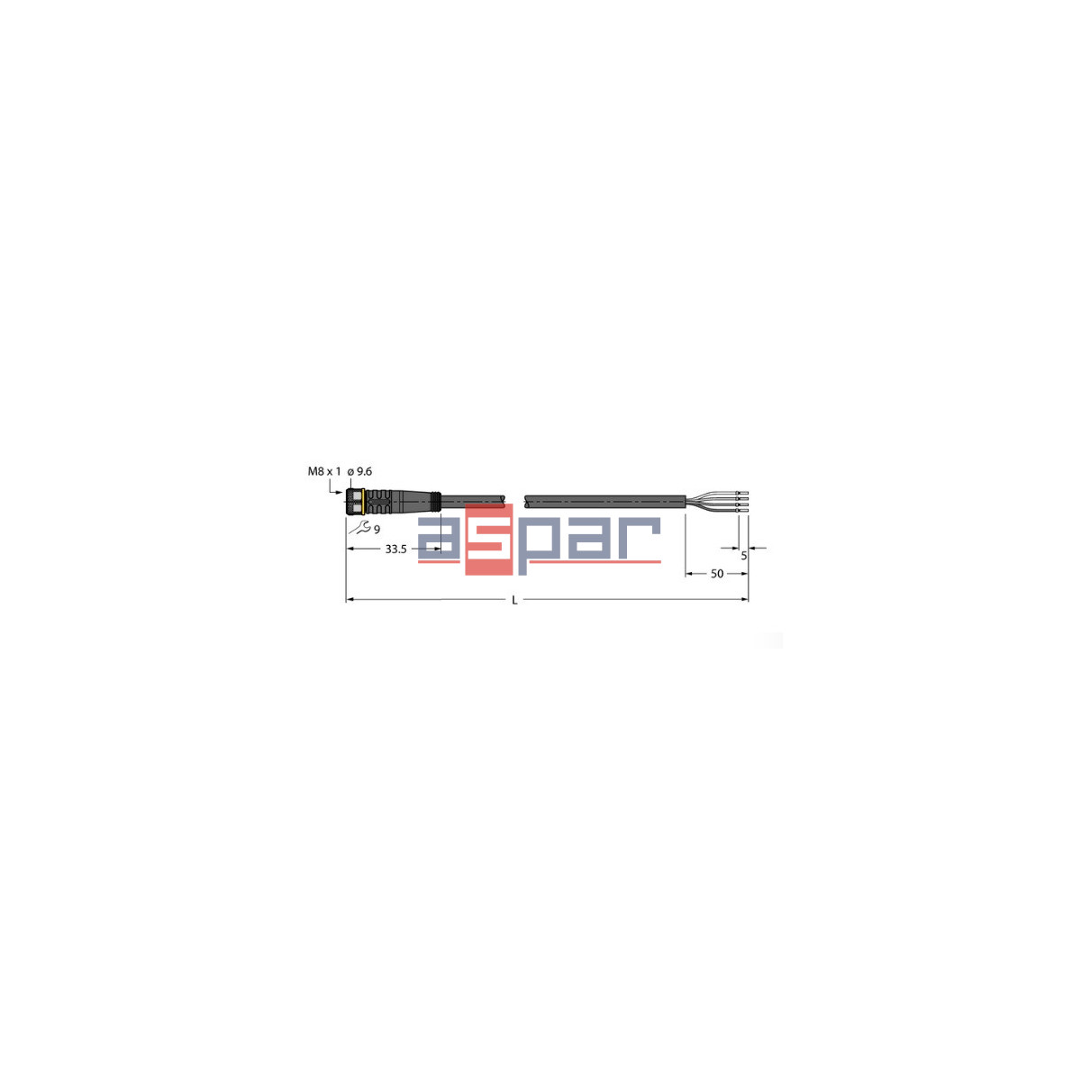 PKG4M-5/TXL, 6625554, Turck, Connection Cable, straight, PKG4M ...