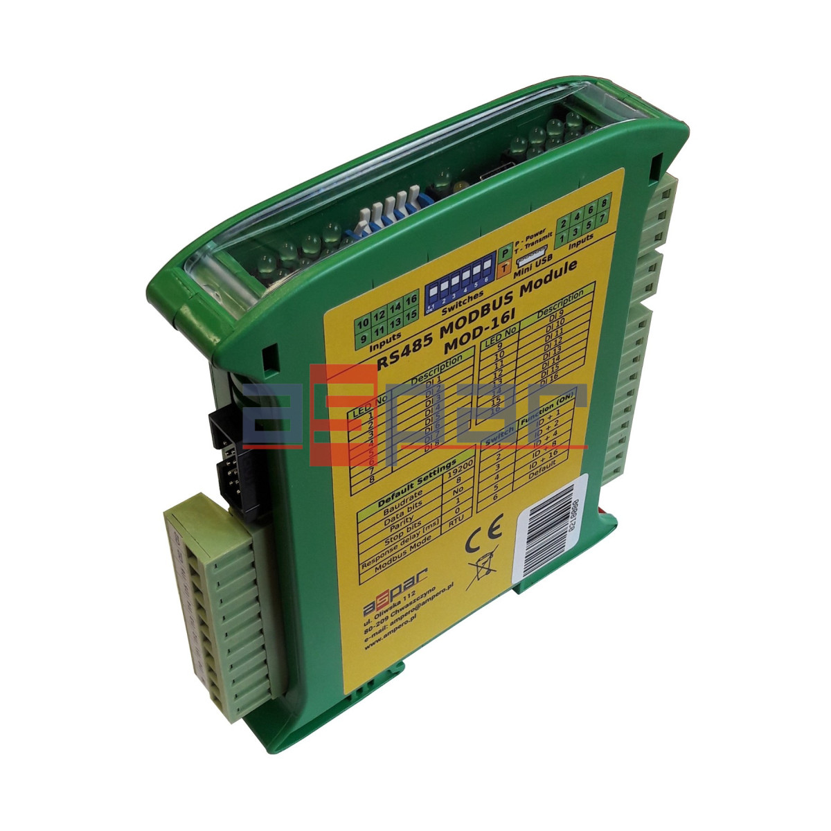 MOD-16I, IO Modbus module, 16 digital inputs, MOD16I, Modbus, RTU ...