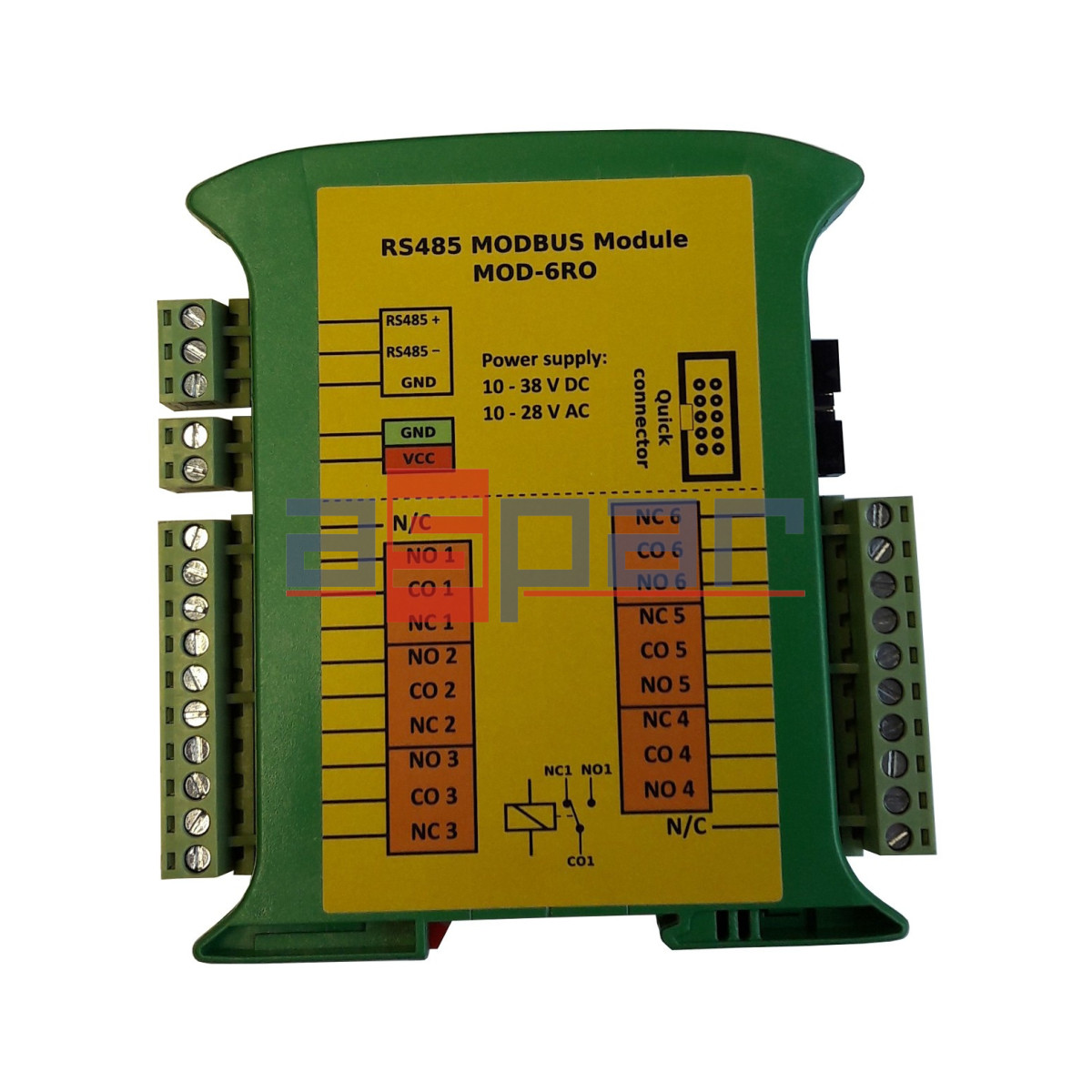 MOD-6RO, IO Modbus module, 6 relay outputs, MOD6RO, SLIM, Modbus, RTU ...