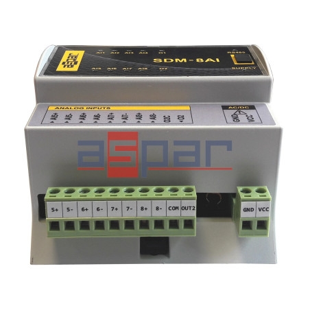 SDM-8AI, 8 analog inputs, SDM8AI, IO Modbus module, Modbus, RTU, ASCII ...