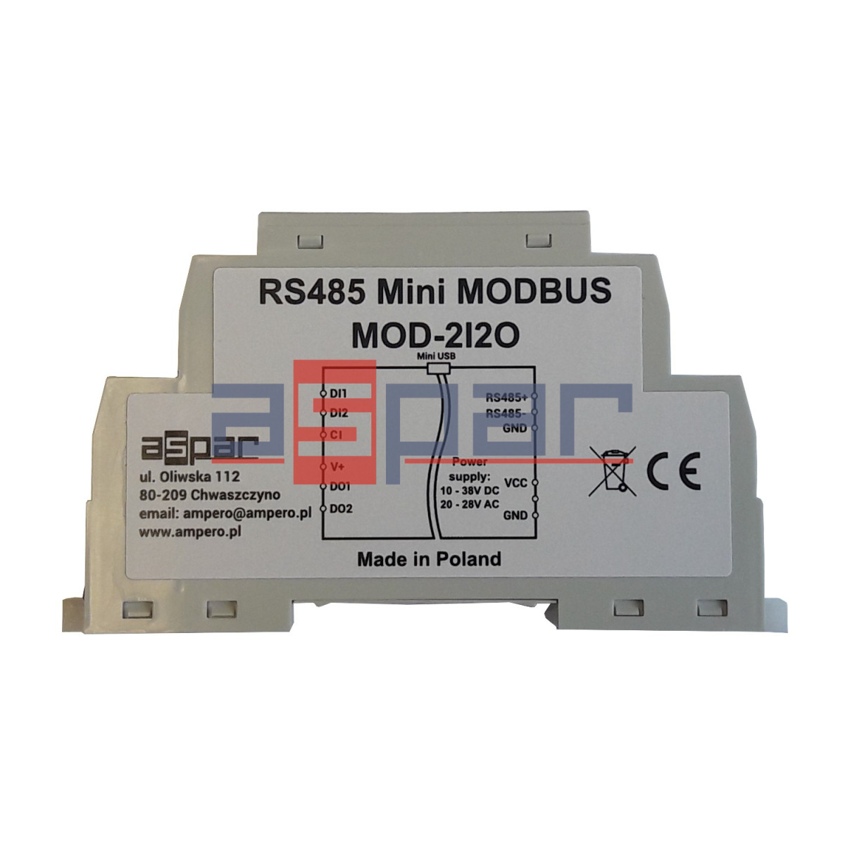 MOD-2I2O, IO Modbus module, 2 digital inputs, 2 digital outputs ...